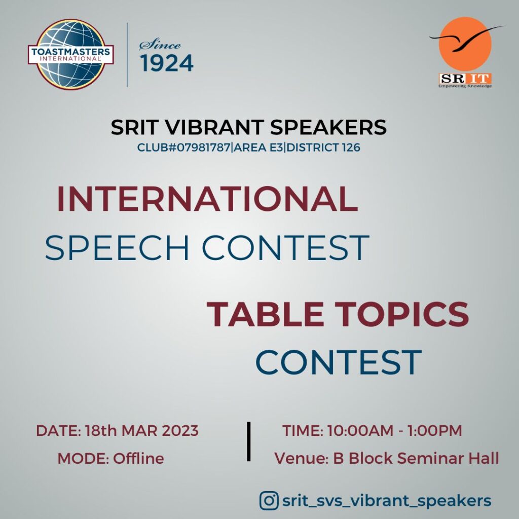 Table Topic Contest and International Speech Contest - Srinivasa ...
